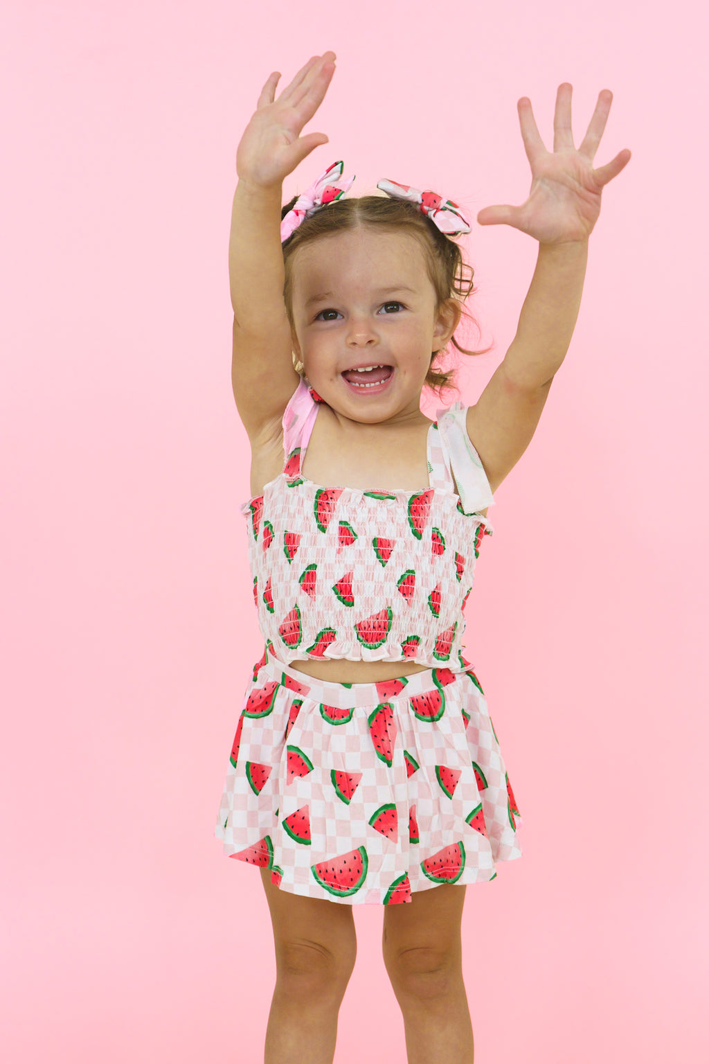 ONE IN A MELON CHECKERS DREAM SMOCKED SKORT SET | DREAM BIG LITTLE CO