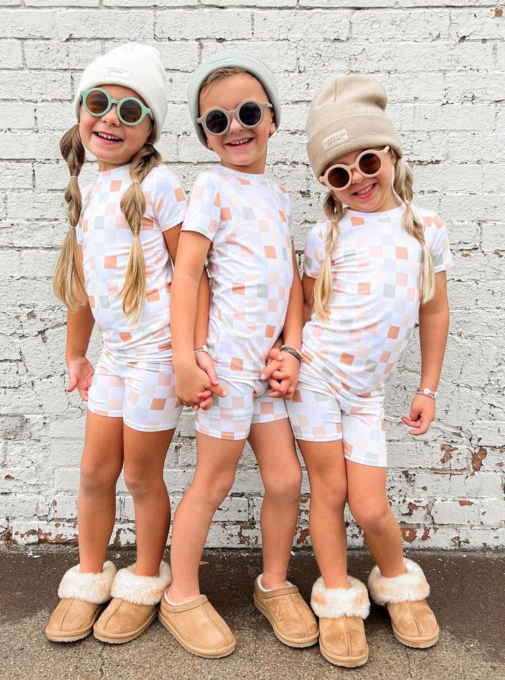 MUTED CHECKERS DREAM SHORT SET | DREAM BIG LITTLE CO